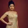 Prajakta Mali stuns in a golden deep neck dress | प्राजक्ता माळीचा ...
