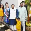 mukesh ambani hold prithvi hand as they arrived isha ambani worli home ...