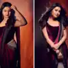 Prajakta Mali Look in Wine Color Saree; 'मुझे इश्क़ है' म्हणत प्राजक्ता ...