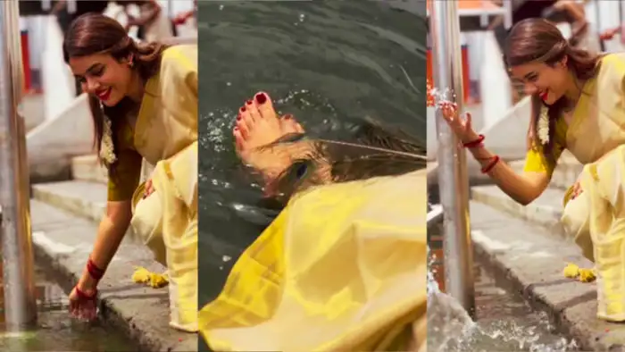 Jasmin Jaffar Guruvayoor Reel, गुरुवायुर मंदिर में घुसी, भगवान के स्नान ...