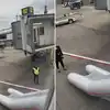 Flight Attendant Accidently Opens Emergency Slide,फ्लाइट के टेकऑफ से ...
