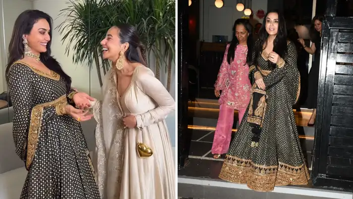 Preity Zinta Black Pishwas Set,प्रीति जिंटा पाकिस्तानी डिजाइनर के कपड़े ...