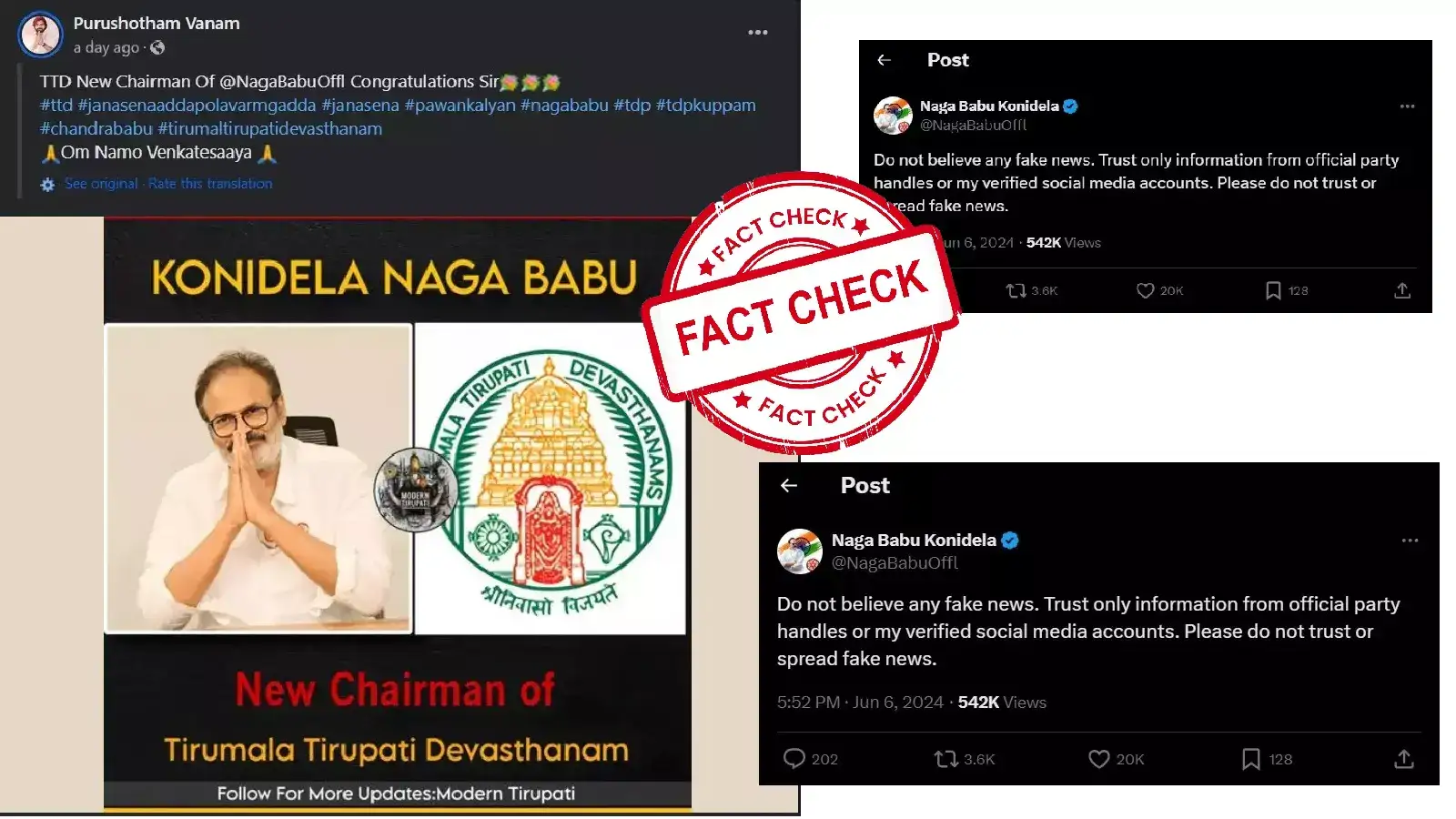 Fact Check On Nagababu Ttd Post,నాగబాబుకు టీటీడీ ఛైర్మన్ పదవి?.. అసలు ...
