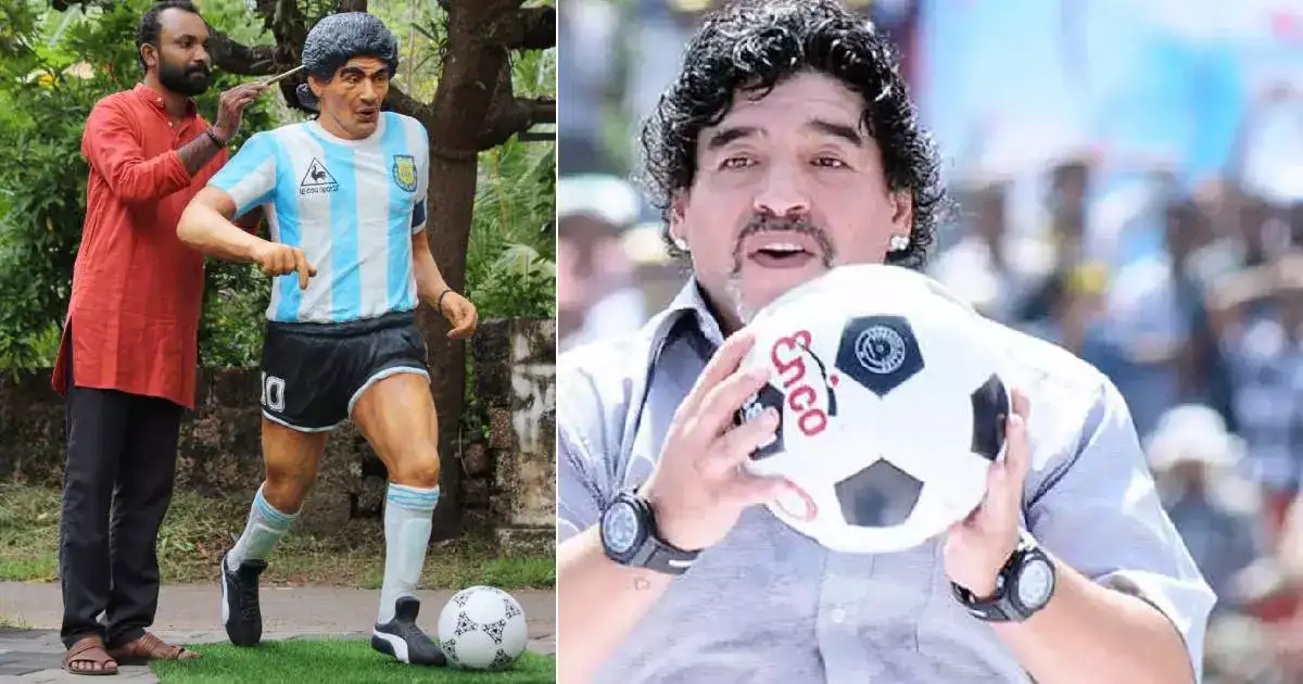Diego Maradona Statue In Kannur,'കണ്ണൂരിൽ പന്ത് തട്ടി മറഡോണ, അതും ...