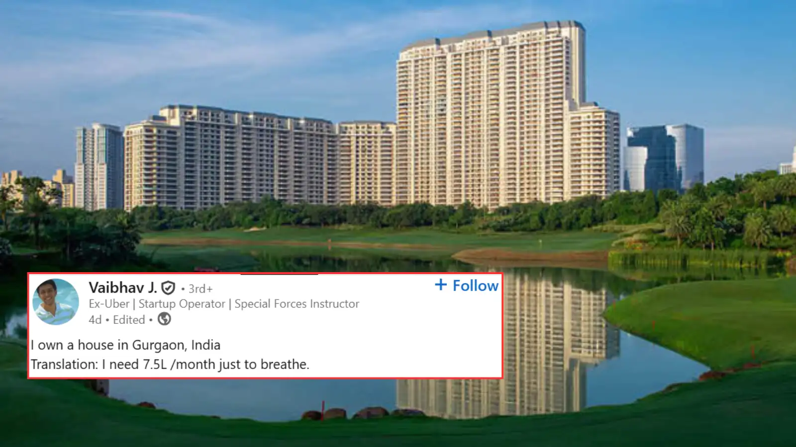 गुड़गांव में ₹3 करोड़ का घर, पर हर महीने 'सांस लेने के लिए' चाहिए 7.5 ...