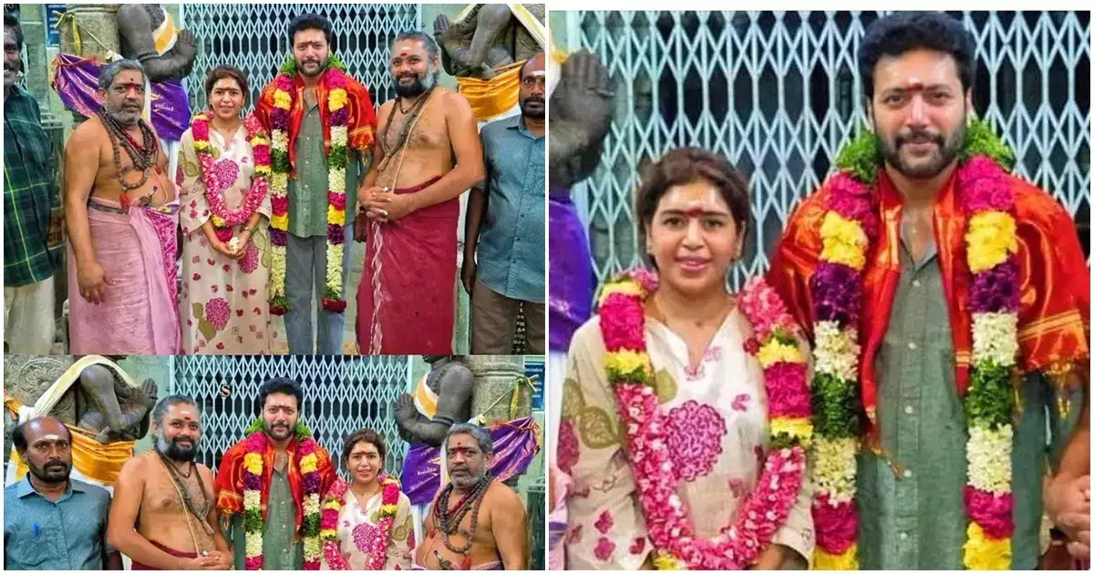 Kenisha Francis Ravi Mohan Temple Visit Pics,കഴുത്തില്‍ പൂമാലകളുമായി ...