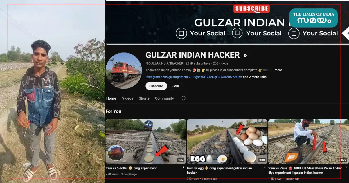 Youtuber Gulzar Sheikh,റെയിൽവേ ട്രാക്കിൽ സൈക്കിളും ഗ്യാസ് സിലണ്ടറും ...