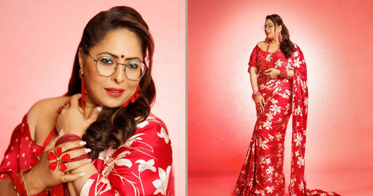 Geeta Maa Red And White Floral Saree,51 साल की कुंवारी 'गीता मां' जब ...