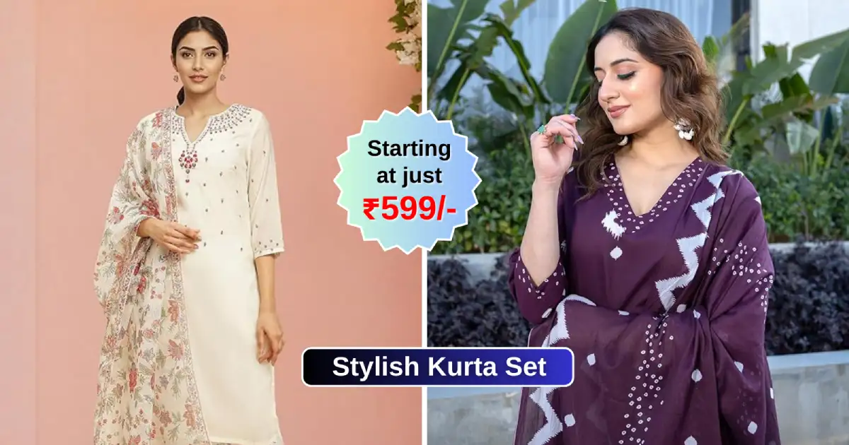 Stylish Kurta Set On Amazon Sale,599 रुपये शुरू हो रहे स्टाइलिश कुर्ता सेट का ये कलेक्शन मोह ...