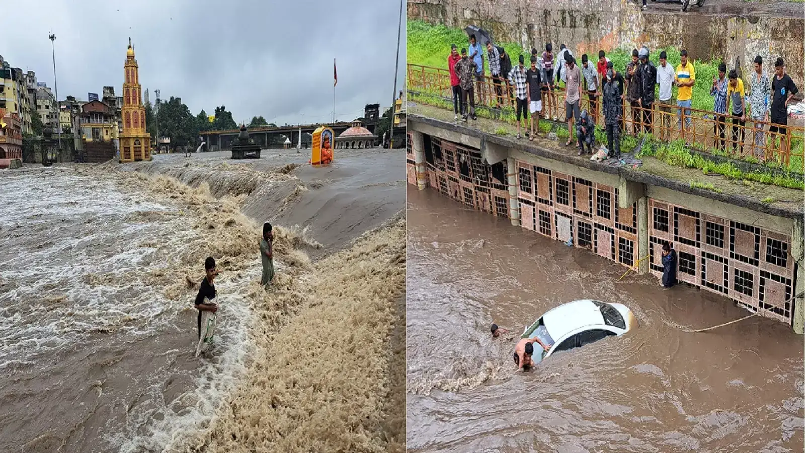 नाशिककर 'धारे'वर! जिल्ह्यात मुसळधार पाऊस, अनेक गावांचा संपर्क तुटला, आजही यलो अलर्ट - nashik ...