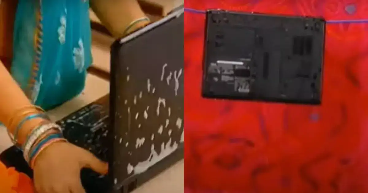 Gopi Bahu Laptop scene: லேப்டாப்பை சோப்பு போட்டு கழுவி கொடியில் காயப் ...