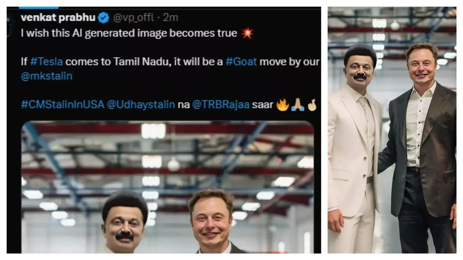 MK stalin meets elon musk in usa goat director vp post gone viral ...
