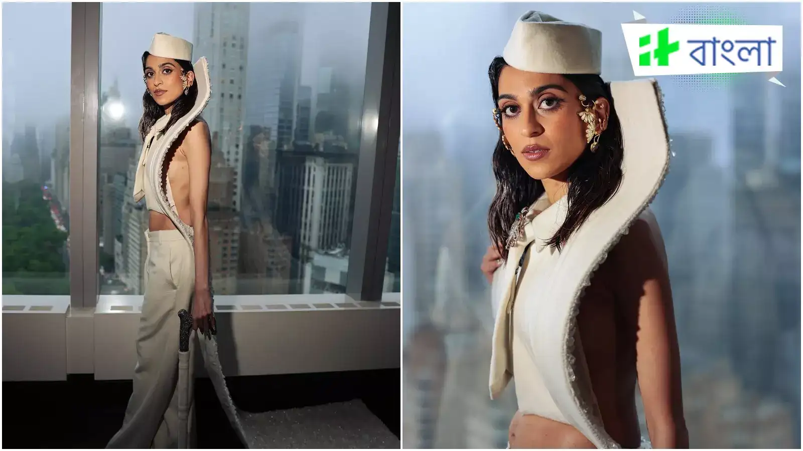 Nehru Tupi Look At Met Gala,ব্যাকলেস টপ, মাথায় নেহরু টুপি পরে মেট ...