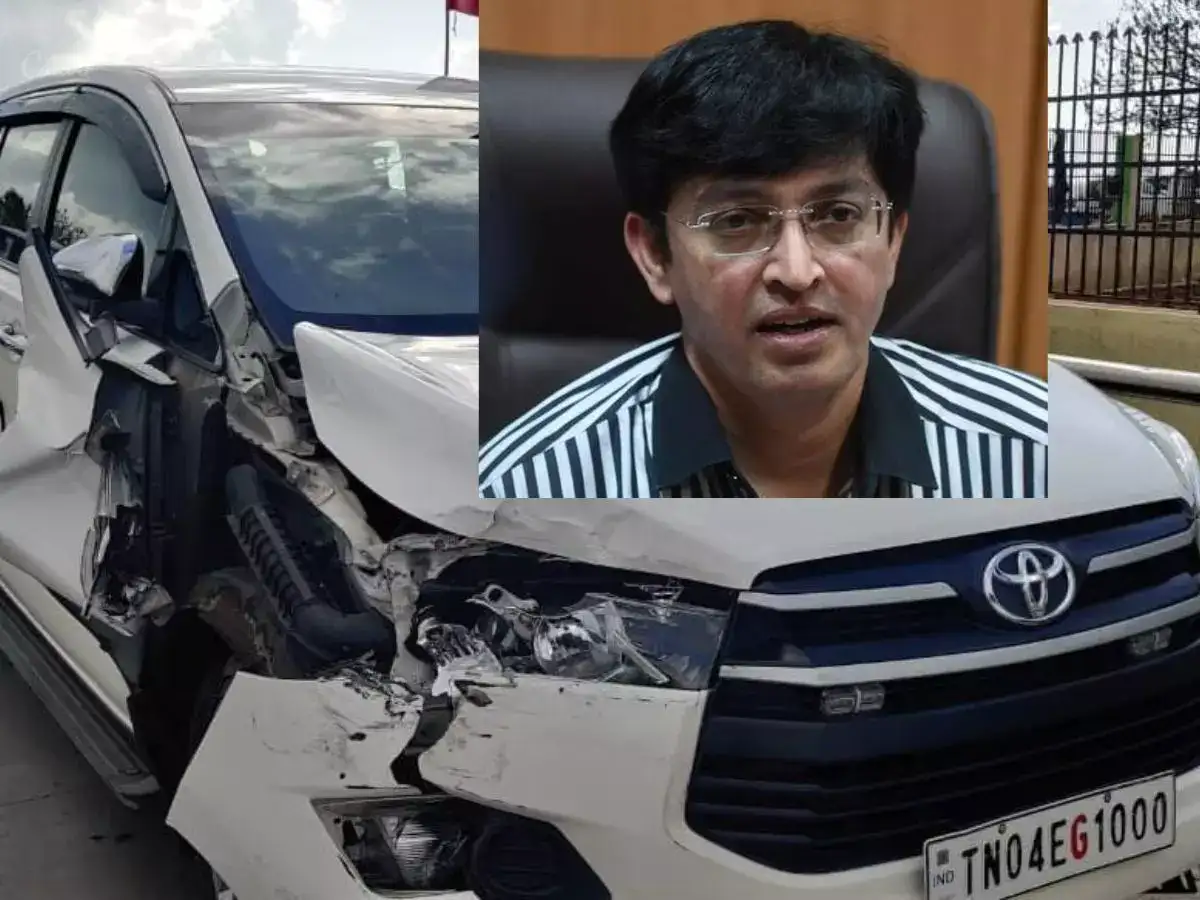 J Radhakrishnan Accident,விபத்தில் சிக்கிய ராதாகிருஷ்ணன்: காரிலிருந்து ...