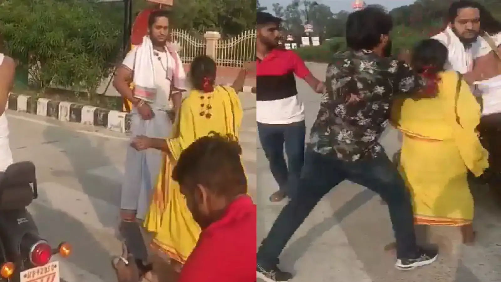 Ayodhya Mein Sadhu Se Maarpit Ka Video,अयोध्या में बुलेट सवार साधुओं के साथ जमकर मारपीट, महिला ...