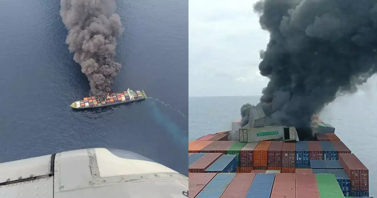 Kerala Ship Fire News: തീപിടിച്ച കപ്പൽ ഒഴുകി നടക്കുന്നു; ആകെ 22 ...