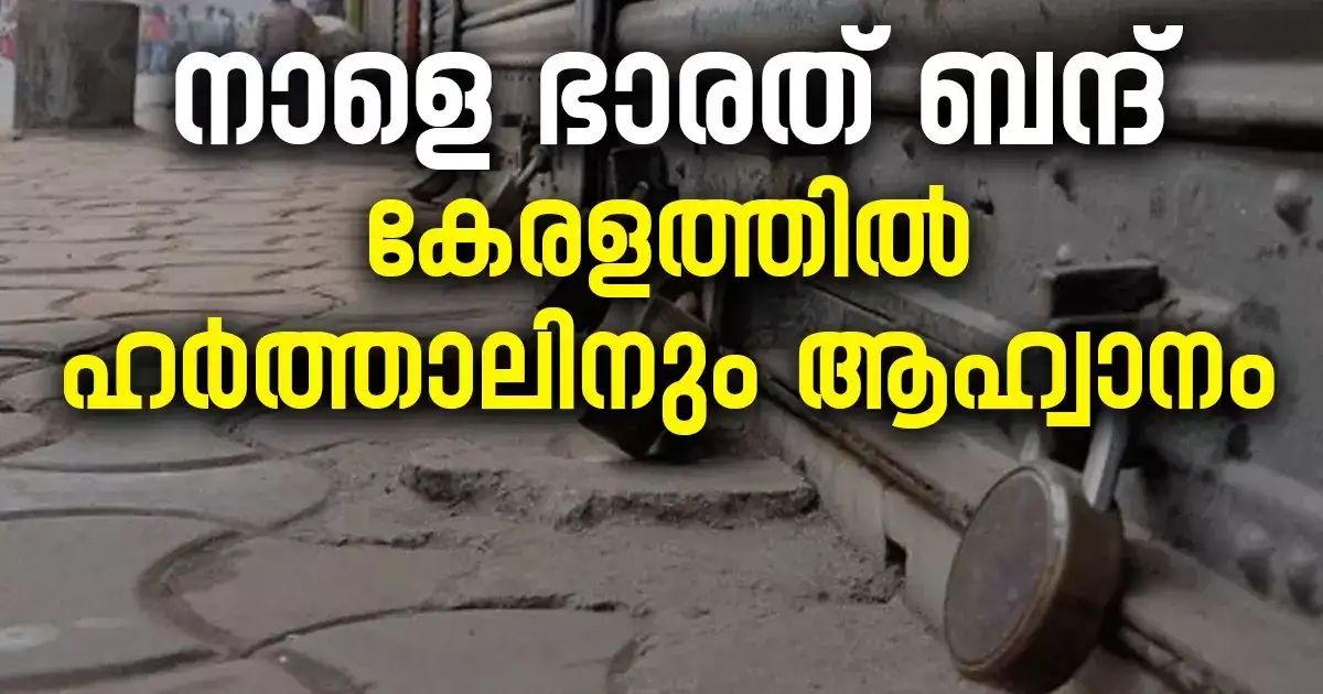 Kerala Hartal Tomorrow,Bharat Bandh 2024: നാളെ ഭാരത് ബന്ദ്; കേരളത്തിൽ ഹ ...