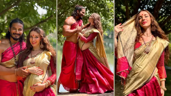 Chintamani Diana Flaunts Baby Bump In Saree,विदेशी मां ने साड़ी पहन बेबी बंप के साथ कराया सबसे ...