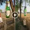 farmer desi jugaad with beer bottle and mobile cover to prevent crops ...