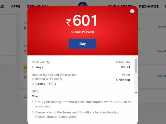 jio 601 plan
