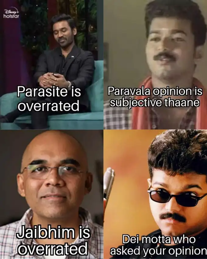 Parasite Overrateed-ன்னு தனுஷ் சொன்னதுக்கு வச்சு செய்யும் நெட்டிசன்கள்...